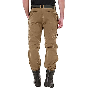 CRYSULLY Men's Winter Cotton Casual Sport Hiking Army Cargo Wild Combat Multi Pockets Work Trousers Wolf Brown