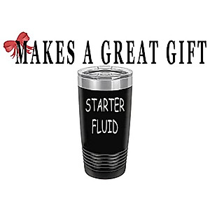Rogue River Tactical Funny Starter Fluid Large 20 Ounce Travel Tumbler Mug Cup w/Lid Vacuum Insulated Hot or Cold Sarcastic Dad Father For Men Him (Black)