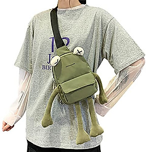 Funny Cartoon 3D Frog Sling Bag Crossbody Backpack Shoulder Chest Bag Daypack for Women Men Travel Outdoor Hiking