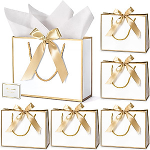 DOYIDE 30 Pcs Thank You Gift Bags with Tissue Paper, 9x7x3.1in Paper Gift Bags with Handles, Gift Wrap Bags with Bow Ribbon for Wedding Birthday Baby Shower Bridesmaid Party