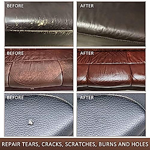Black Leather Vinyl Repair Kit, Brown White Leather Repair Kit for Furniture, Car Seat, Shoes, Sofa, Couch, Jacket Fixing Damage Restoration (45ml/1.52oz Each Tube)-Set of 7