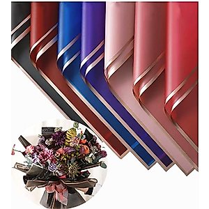 Xshelley 21 Sheets /7 color gold edge Flower Wrapping Paper,Flower shop packaging materials,DIY Crafts,Gift Packaging Wraps Waterproof Floral Wrapping Paper 23X23 in (Dark color)