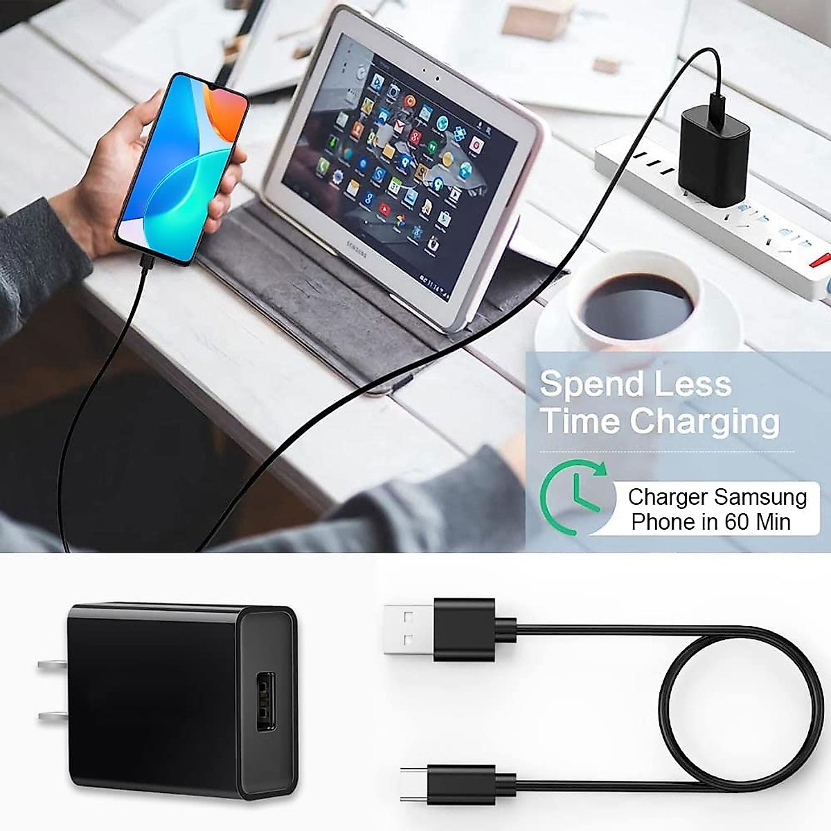 USB C Charger Cable for Samsung Galaxy A14 5G, A23, A13, A54, A34, A03S, A04e, A04s, A04, A80, A70, A71, A60, A50, A40, A30, A20e, A20, A8, A8s, A8 Star, A9, A6s Cell Phone Adapter Charging Cord (5FT)
