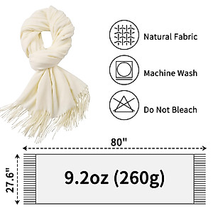DOFOWORK Scarf for Women - Womens Scarf Pashmina Shawls and Wraps for Evening Dresses, Fashion Long Scarves, 78.7" x 27.5" - White
