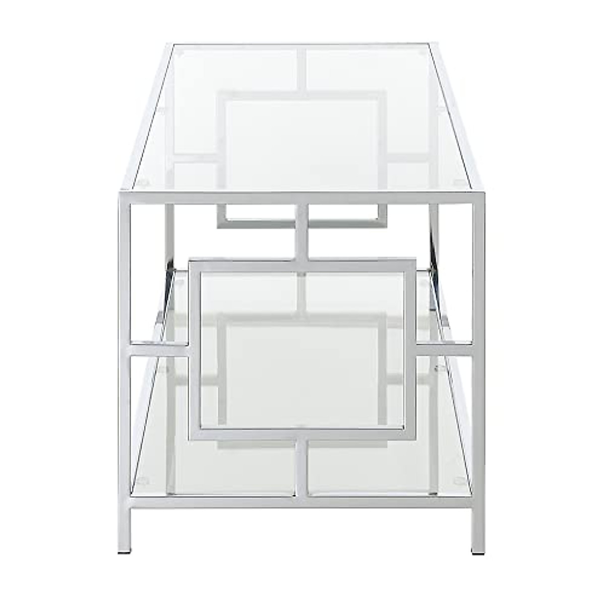 Town Square Chrome Coffee Table with Shelf, Glass/Chrome