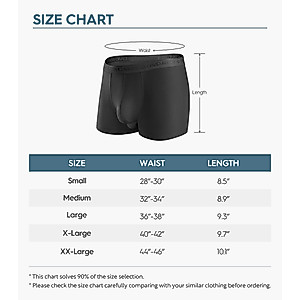 DAVID ARCHY Men's Underwear Micro Modal Dual Pouch Trunks Support Ball Pouch Bulge Enhancing Boxer Briefs for Men 3 or 4 Pack(XL,Black)