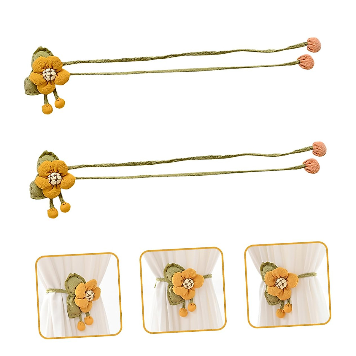 VOSAREA 2Pcs Decor Floral Curtain Tieback Holdback for Living Room Decorations