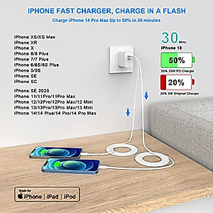 iPhone 14 13 12 Fast Charger, 2 Pack [Apple MFi Certified] 20W Dual USB C Charger Fast Charging Block and 10FT Extra Long USB C to Lightning Charger Cable for iPhone 14 13 12 11 XS XR X 8 iPad AirPods