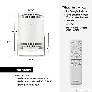 SAMSUNG 30" - 100" The Freestyle FHD HDR Smart Portable Projector for Indoor and Outdoor Home Theater, Big Screen Experience with Premium 360 Sound w/ Alexa Built-In (SP-LSP3BLAXZA, Latest Model)