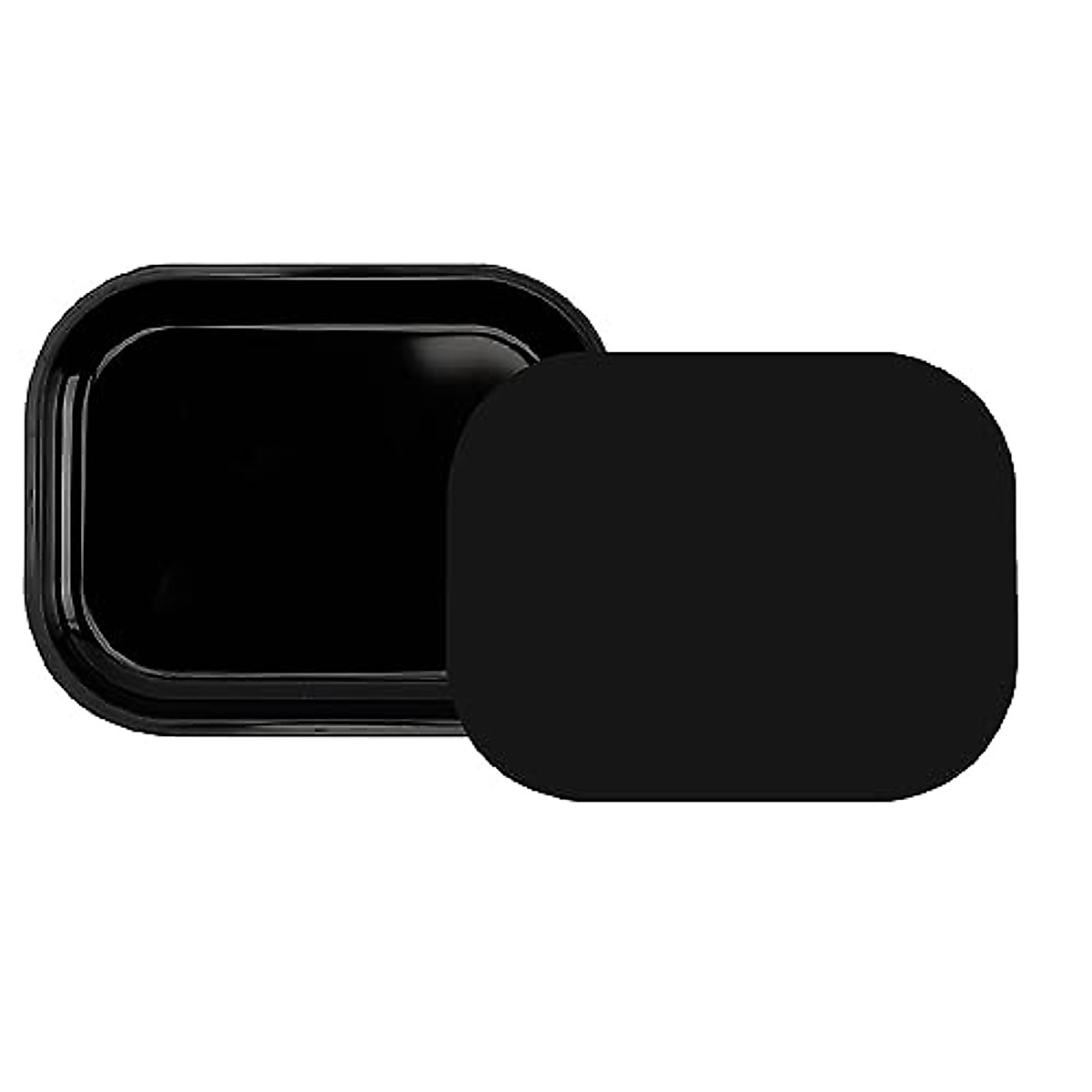 Metal Tray with Soft Magnetic Lid Black Tray with Spill Proof Cover Small Mini Rolling Trays Storage for Home or On-The-Go
