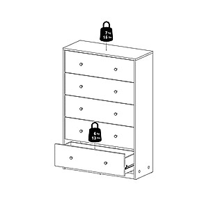 Tvilum Portland 5 Drawer Chest - Black