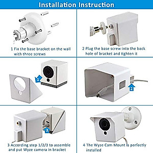 Wyze Camera Outdoor Mount for Wyze Cam V2,Wyze Mount with Weather Proof for Wyze Cam Outdoor or Indoor Use[Wyze Camera Not Included] - White,2Pack