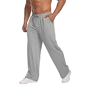 Deyeek Mens Lightweight Sweatpants Open Bottom Jogging Pants Straight Leg Men's Sweat Pants Gym Workout Grey Sweatpants Men