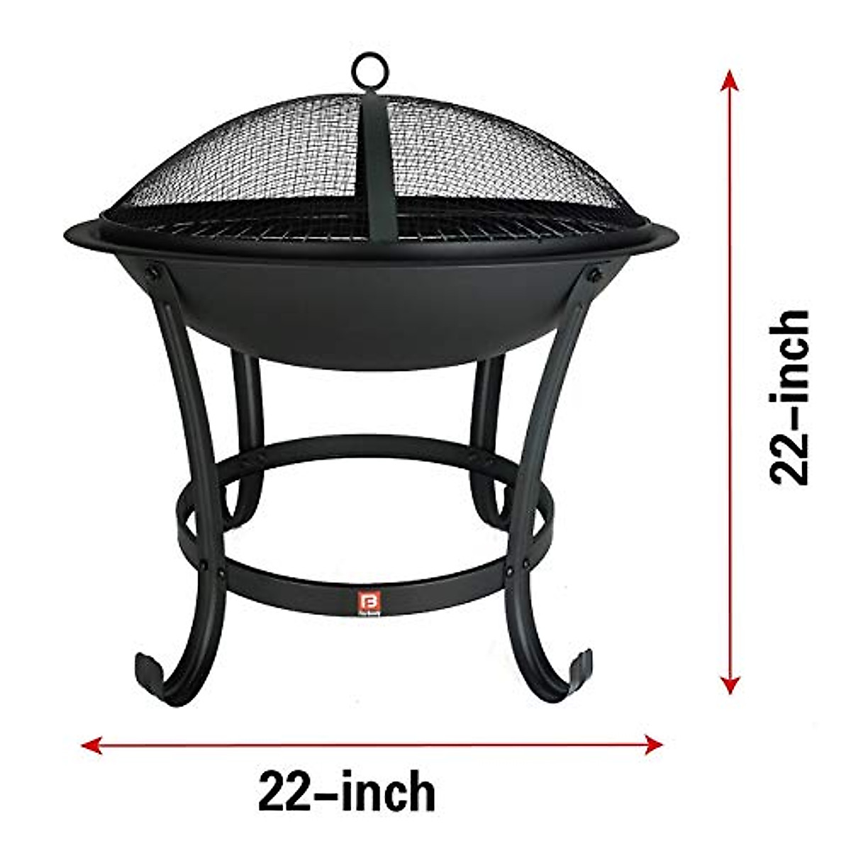FireBeauty Fire Pit BBQ Grill Pit Bowl with Mesh Spark Screen Cover,Poker (Includes Tote Bag)