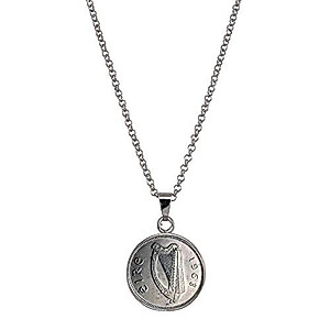 American Coin Treasures Irish Threepence Coin Pendant Necklace