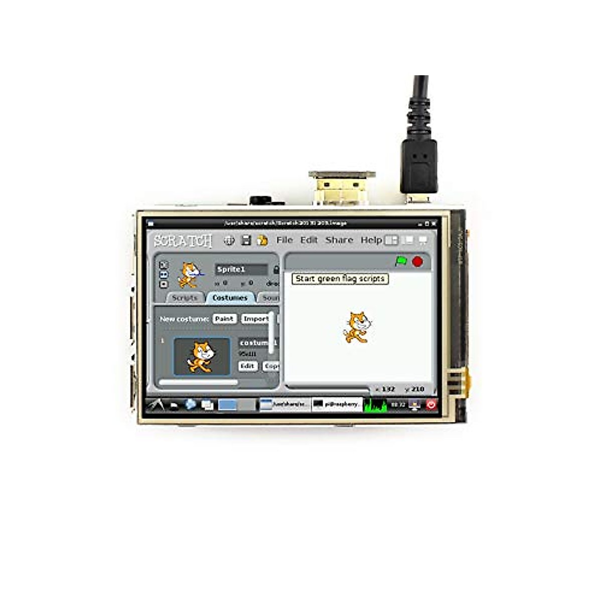 Waveshare Resistive Touch Screen IPS HDMI LCD in 3.5inch Compatible with Raspberry Pi 4B/3B+/3B etc. Series Boards Supports PC