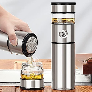 MMLLZEL Glass Tea Cup 316 Stainless Steel Thermos Water Bottle for Car Travel Vacuum Flasks Thermoses with Infuser