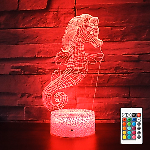 Hguangs Gift Ideas Bedside Lamp 16 Colors Desk Table Night Light for Sea Horse Kids Boy Girl Party Supplies Birthday Valentine's Day Kids Lover (Seahorse Shape)