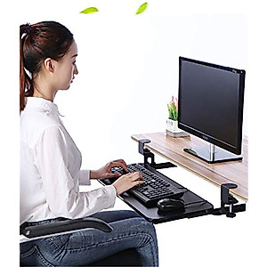 Clamp On Keyboard Tray Under Desk Storage Retractable Height Adjustable Keyboard Tray, 29.5" x 10" for Home or Office
