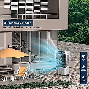 VCJ Evaporative Cooler for room, 120°Oscillation Swamp Cooler with 6 Ice packs,3-Mode 3-Speed Air Conditioner for Outdoor Indoor Use Home Office