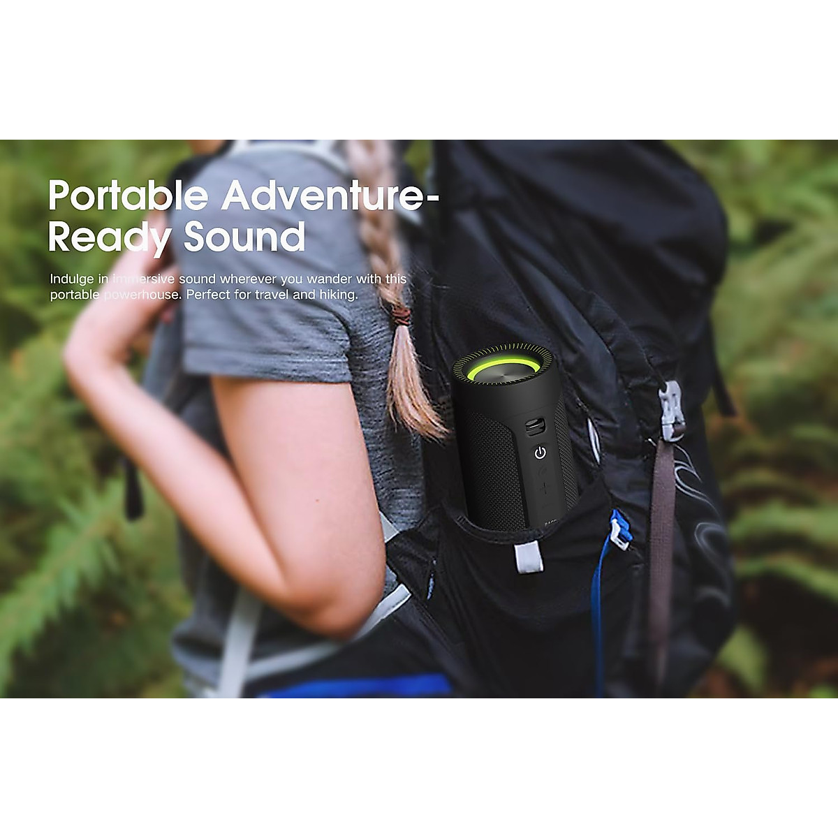 maio Portable Bluetooth Speaker, IP67 Waterproof Portable Wireless Speaker with 30W Loud Stereo Sound, Wireless Stereo Pairing, 15H Playtime, Perfect for Outdoor, Home, Party, and Travel - Black