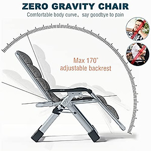 Barbella Zero Gravity Chair Reclining Lounge Chair Patio Chairs, Adjustable Lawn Recliner Folding Lounge Recliners with Removable Cushion, Headrest & Cup Holder, Reclining Chair for Indoor and Outdoor