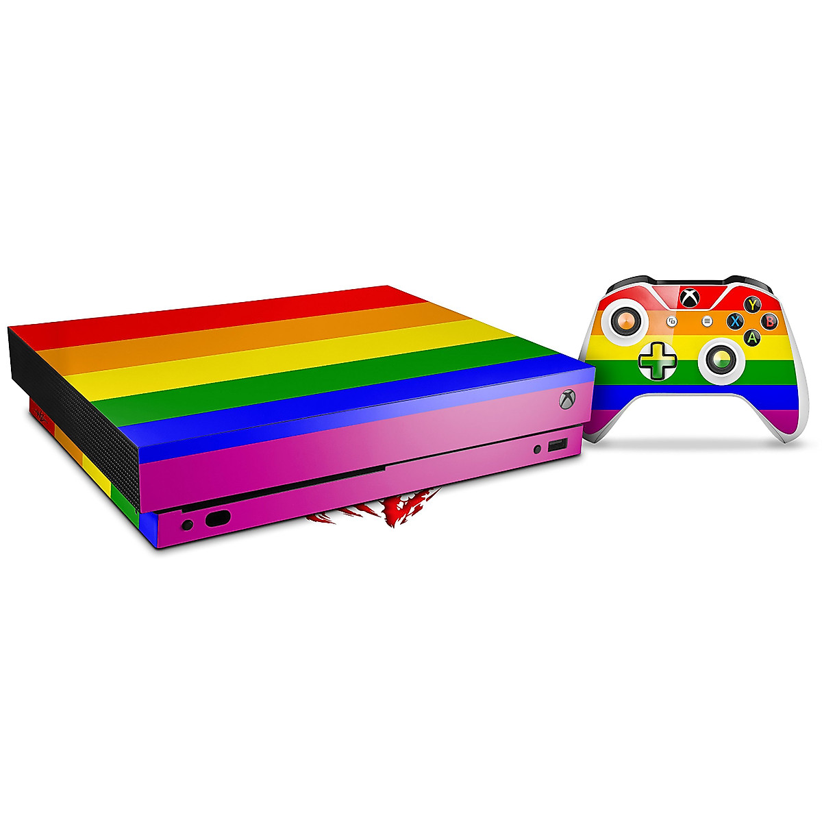 WraptorSkinz Decal Vinyl Skin Wrap Compatible with Xbox One X Console and Controller - Rainbow Stripes