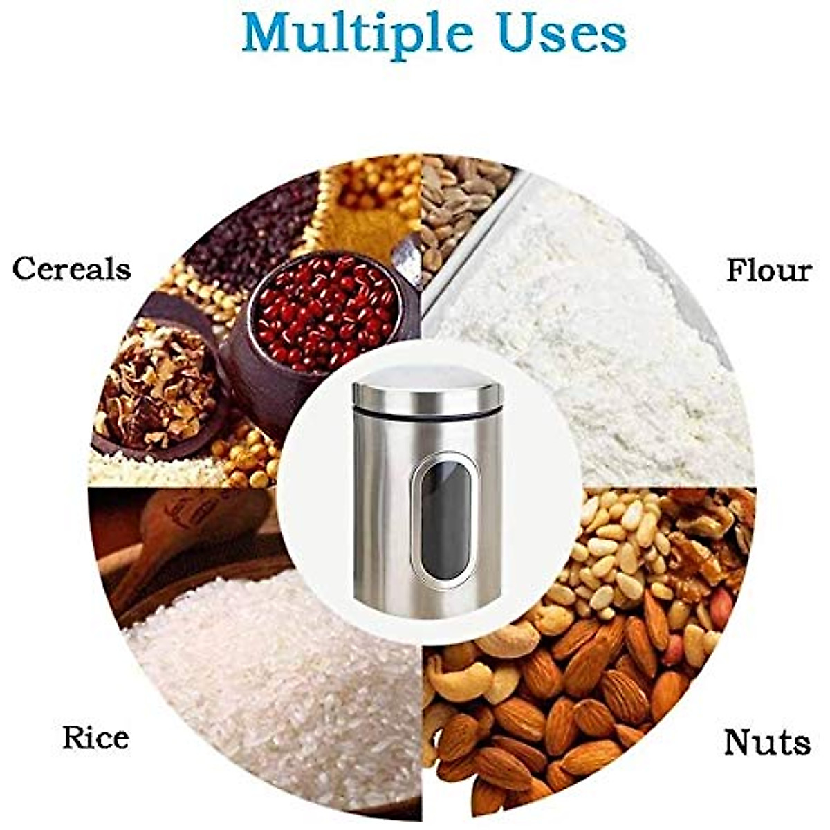 Food Storage Canisters Jars Kitchen Cylinder Food Storage Containers 304 Stainless Steel Jars With Airtight Lids Small Coffee Canisters, Rustic Home Decor,Pantry Organization And Storage For Tea Snack