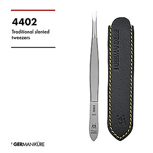GERMANIKURE Slanted Tweezers in Leather Case - Made in Solingen Germany