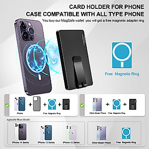 MagSafe Magnetic Card Wallet for iPhone 12/13/14 Series - Slim Metal Card Holder with Money Clip and Pop-Up Function