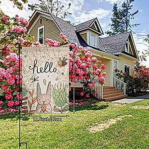 BLKWHT Hello Easter Bunny Garden Flag Vertical Double Sided 12.5 x 18 Inch Spring Rabbit Yard Decor
