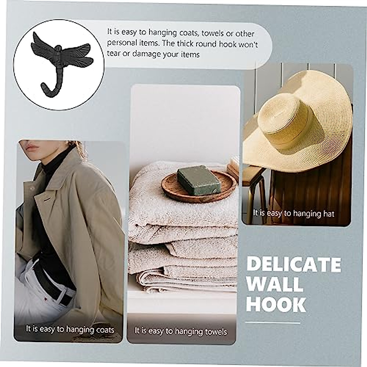 NOLITOY 3 Sets Dragonfly Hook Hat Wall Hangers Utility Hook Dragon Towel Hook Key Hooks Decorative Wall Hooks Hat Mounted Hooks Dragonfly Design Hook Bath Towel Coat Wrought Iron
