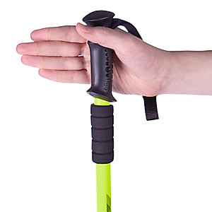 Trekking Pole & Walking Staff | Strong, Lightweight Aluminum | Extends up to 53" Collapses down to 23" | All-terrain: Interchangeable Carbonite Ice Pick Tip, Rubber Asphalt Tip, and Snow Cap (Green)
