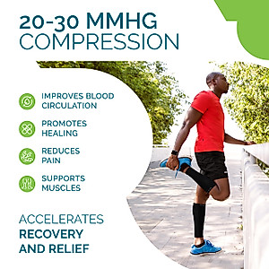 Run Forever Calf Compression Sleeves for Men and Women - Leg Compression Sleeve - Footless Compression Socks for Runners, Shin Splints, Varicose Vein & Calf Pain Relief - Black 2 PACK Small