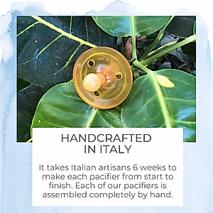 Symmetrical - Shorter Nipple Less Gagging - Small Newborn - Natural Rubber Pacifier - BPA-Free - Soft - Handcrafted in Italy