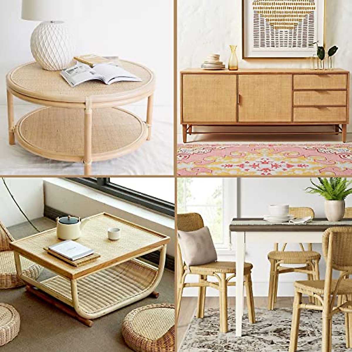 4.5"/14"/16"/18"/20"/24" Width Closed Natural Cane Webbing, Rattan Webbing for Caning Projects, Woven Cane Roll for Furniture, Chair, Cabinet, Ceiling, Basket