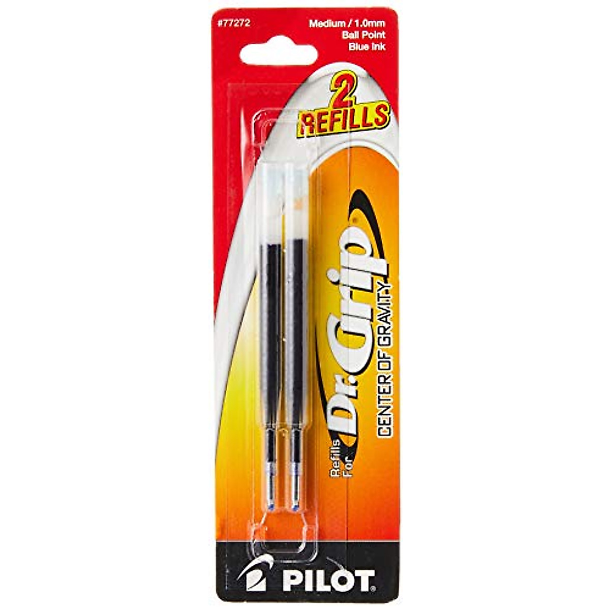 PILOT Dr. Grip Center of Gravity Ballpoint Ink Refill, Medium Point, Blue Ink, 2-Pack (77272)