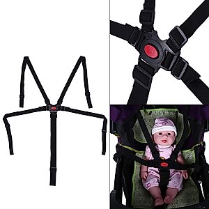 5 Point Harness Baby Chair Stroller Adjustable Kids Child Pram Strap for Children High Chair Pushchair Booster Replacement Black