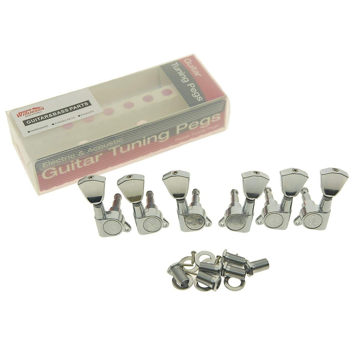Wilkinson 3L3R Chrome E-Z Post Guitar Tuners EZ Post Guitar Tuning Keys Pegs Machine Heads with Tulip Button for Les Paul or Acoustic Guitar