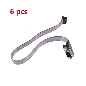 Antrader 12 Inch (30cm) DB9 Serial Male Port Bracket to 10 Pin Motherboard Header Panel Mount RS232 Serial Adapter Cable 6Pcs