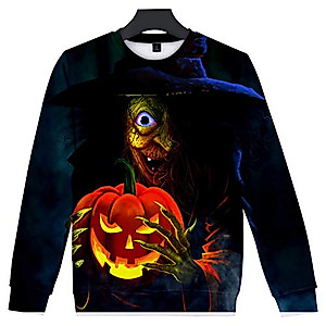 Women's Sweatshirt Thenlian Mens Casual Scary Halloween Lover 3D Print Party Long Sleeve Top Blouse(XXXL, Black)