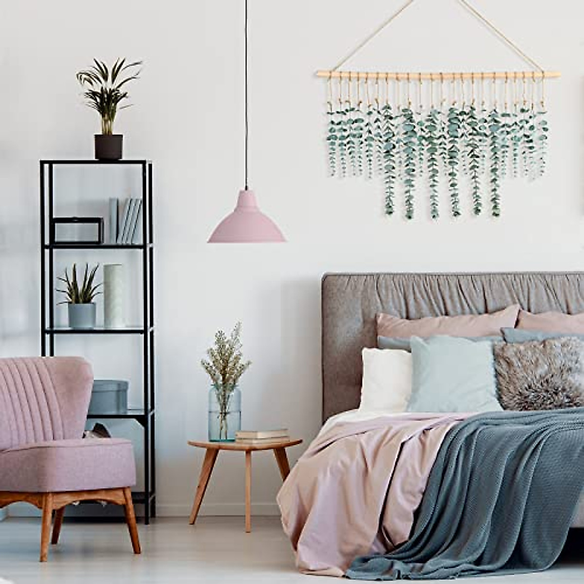 CEWOR Bathroom Decor Green Artificial Eucalyptus Wall Hanging Decor Fake Eucalyptus Leaves Greenery Farmhouse Rustic Wall Hanging for Wedding Bedroom Kitchen Nursery Party Boho Home Decor