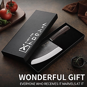 XCHIEF PRO 6.6'' Meat Cleaver - Serbian Chef Knife, Sharp Butcher Knife for Meat Cutting, Japanese High-Carbon Kitchen Chopping Knife for BBQ, Gift Idea, Cooking Knife with Premium Gift Box
