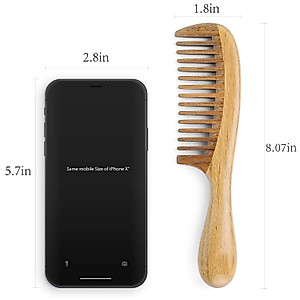 Onedor Natural Handmade Green Sandalwood Wide Tooth & Fine Tooth Wooden Comb Set, Natural Sandalwood scent for Beautiful Hairs. None-Tangled Hair & Anti-Static by nature