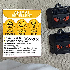Solar Predator Control Light 4-Pack - Fox Deterrents for Gardens - Animal Repellent - Deer Repellent Devices - Cat Repellent - Fox Repellent - Cat Deterrent - Cat Scarer - Motion Sensor Deterrent