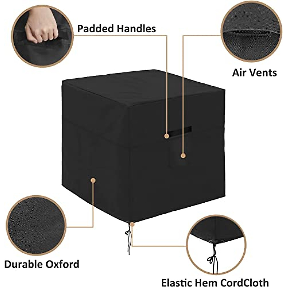 Little World Air Conditioner Cover for Outside Unit, Universal Veranda Winter AC Cover American Standard Furniture Central Outdoor Vent Full Cover 24x24x30 Inch, Square