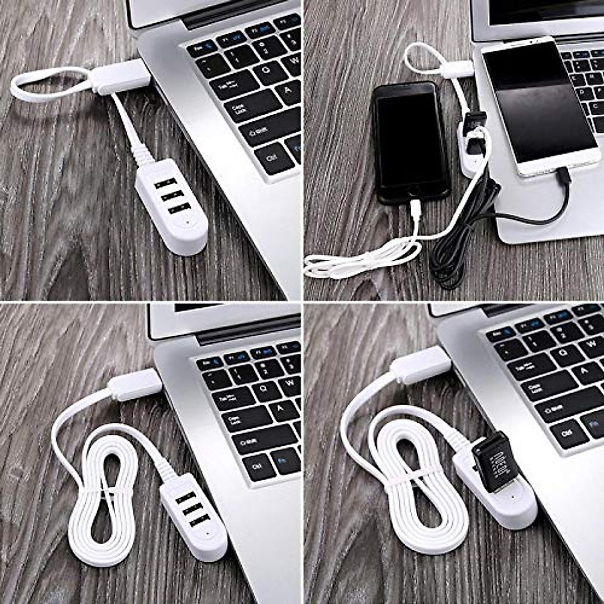 Lysee Data Cables - Multi-Function USB 3A Charger Expansion Multi-Port Converter HUB Hub for Laptop Desktop Port Splitter in Stock - (Color: White, Cable Length: 30CM)