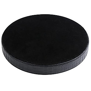 HofferRuffer Faux Leather Round Serving Tray, Vegan Croco Leather Decorative Tray, Food Tray for Storage Drinks, Snack & Cosmetics, Dia.12'' x 1.6'' (Black)
