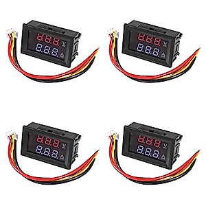 ALMOCN 4 Pack 0.28" LED Digital Voltmeter Ammeter, DC 100V 10A Voltage Current Tester Digital Multimeter Display Volt Meter Gauge(Red&Blue Display)