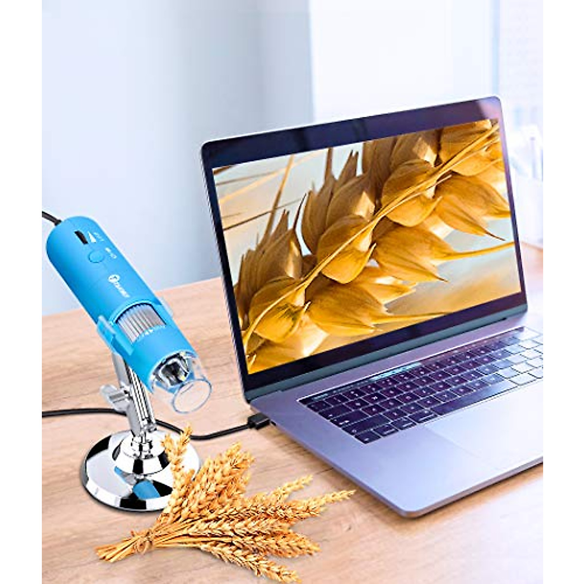 Wireless Digital Microscope Handheld USB HD Inspection Camera 50x-1000x Magnification with Stand Compatible with iPhone, iPad, Samsung Galaxy, Android, Mac, Windows Computer (Blue)